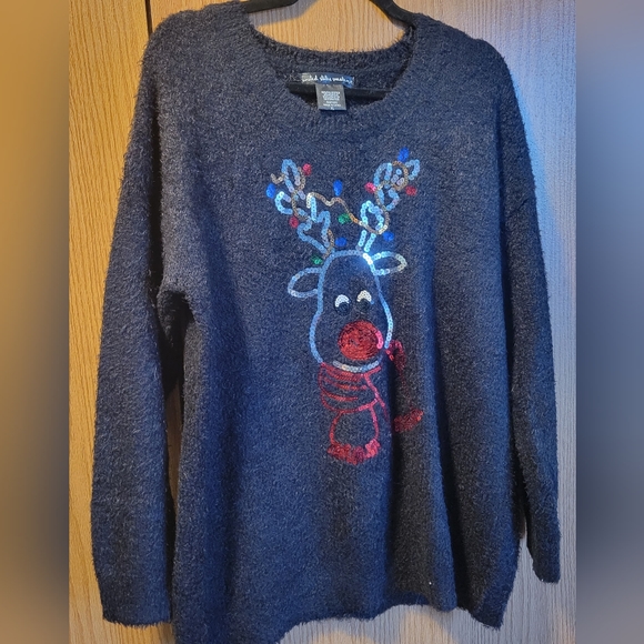 united states sweaters | Sweaters | Fuzzy Sequin Rudolph Christmas ...